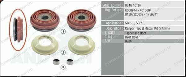 РК суппорта 0810 10107 KNORR SB6 , SB7 74mm ANDTECH