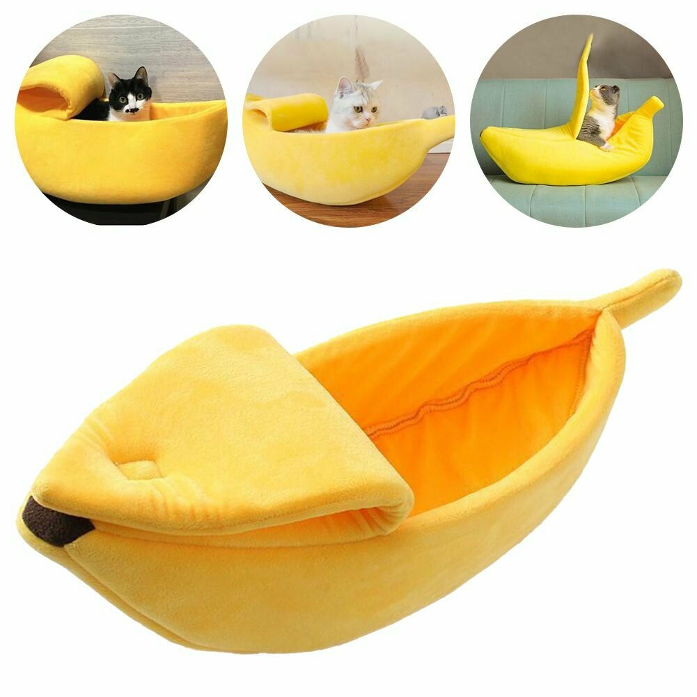 Креативный теплый наполнитель для домашних животных, закрытый наполнитель для кошачьих туалетов, лежанка для домашних животных в форме банана