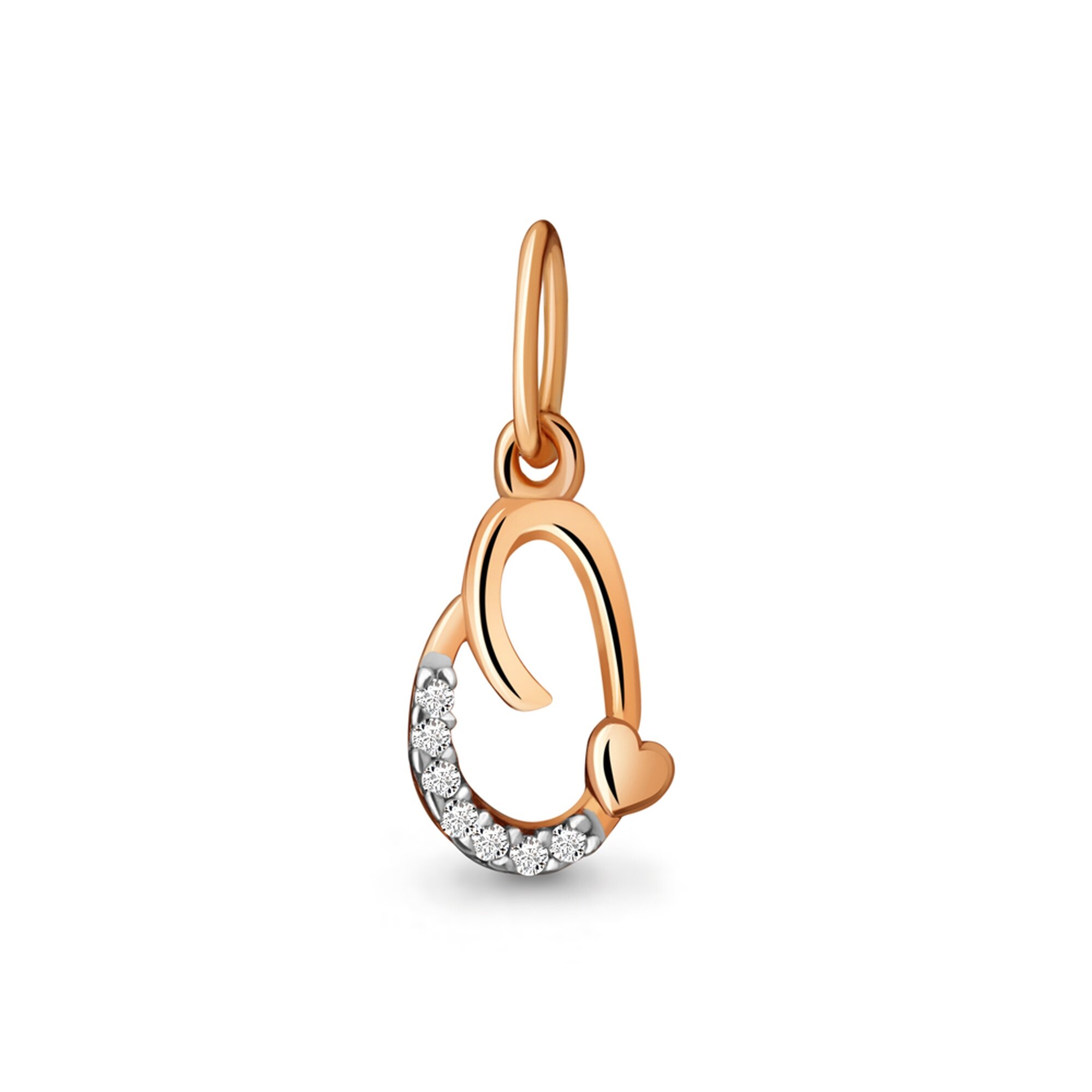 Подвеска, красное золото, 585 проба, фианит