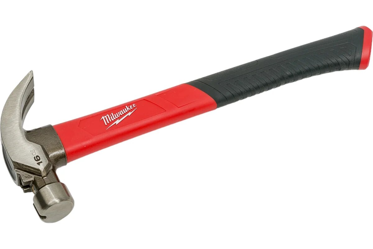 Milwaukee молоток с рукояткой из стекловолокна, 16 унций (450 г) для строительных работ
