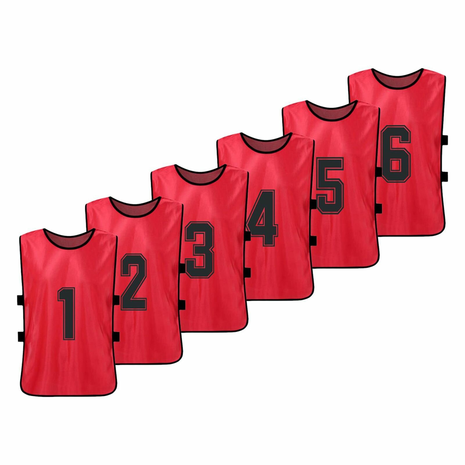 Детские манишки с номерами 1-6, 6 шт, ярко-красные