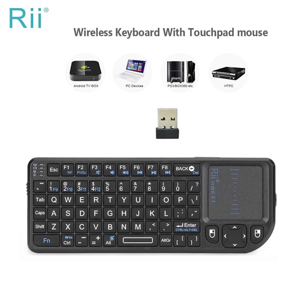 Rii X1 Мини беспроводная клавиатура с сенсорной панелью German Keyboard
