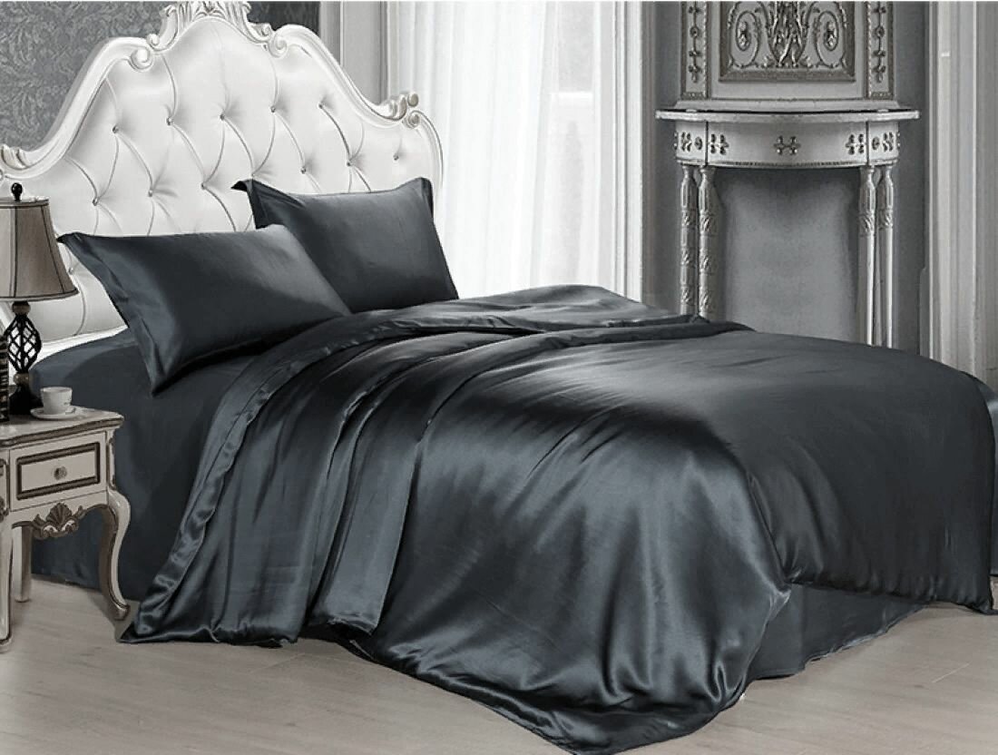 Постельное бельё тенсель King Size семейное на резинке 200х200х30 - М - Маренго