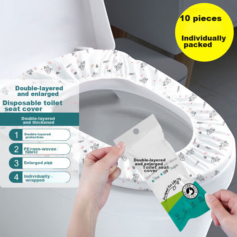 Bowonic Disposable Toilet Seat Covers [10-Pack], Universal Non-Woven Toilet Seat Protectors, Thickened Toilet Seat Covers for Home, Hotel, And Travel