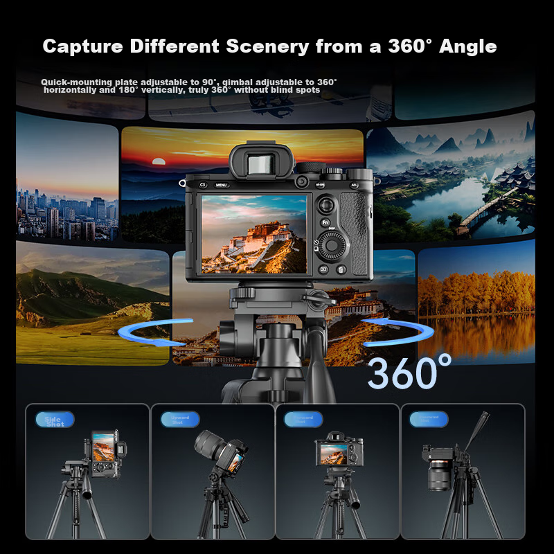 Llano Camera Tripod for DSLR, Mirrorless, Smartphone, And Action Camera Professional-Grade Support Suitable for DJI Pocket 3, Fuji, Nikon, Sony Anti-Shake Shooting Tripod Portable Live Streaming