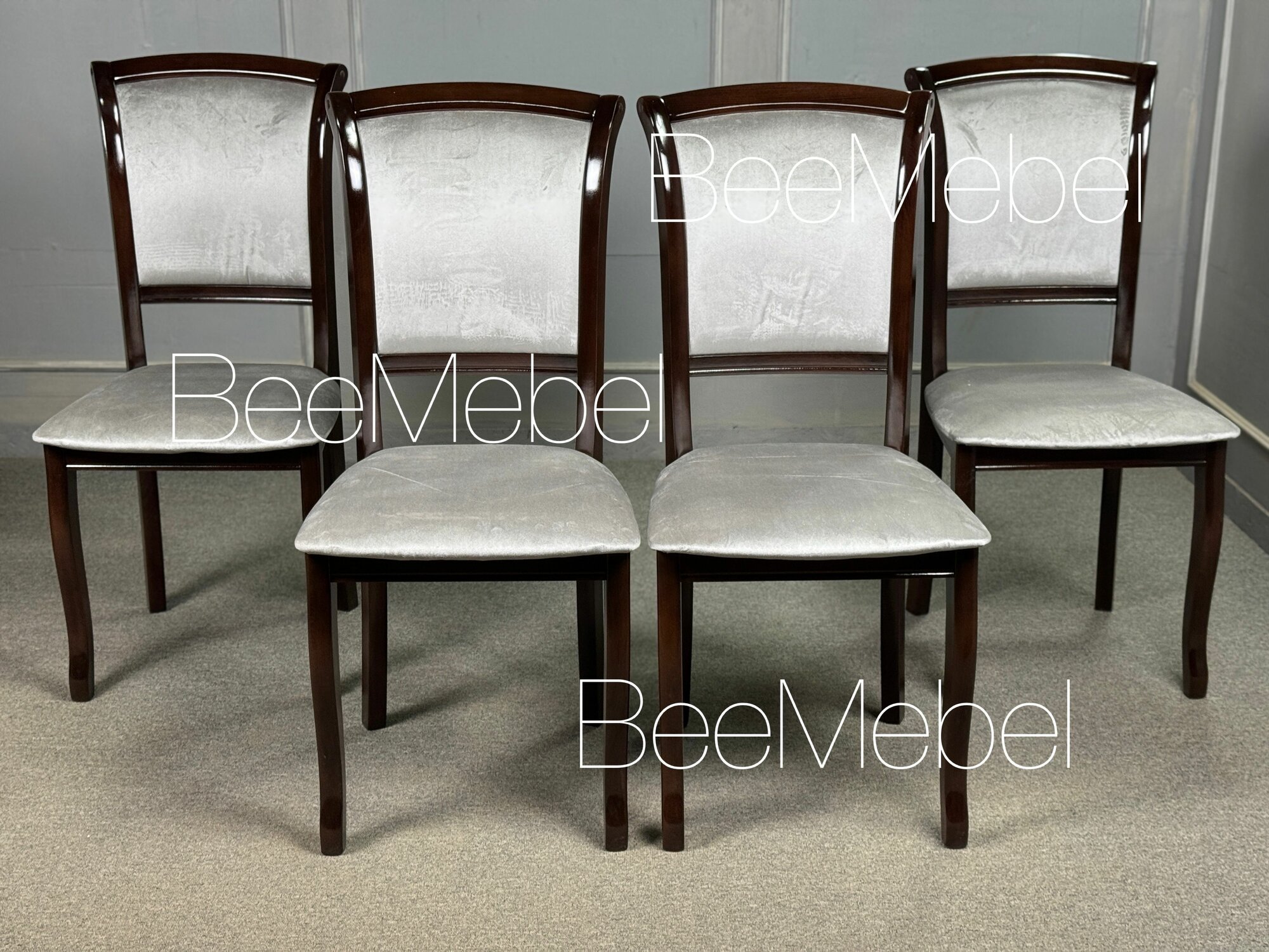 Комплект стульев для кухни 4 шт, обивка велюр, мягкие со спинкой