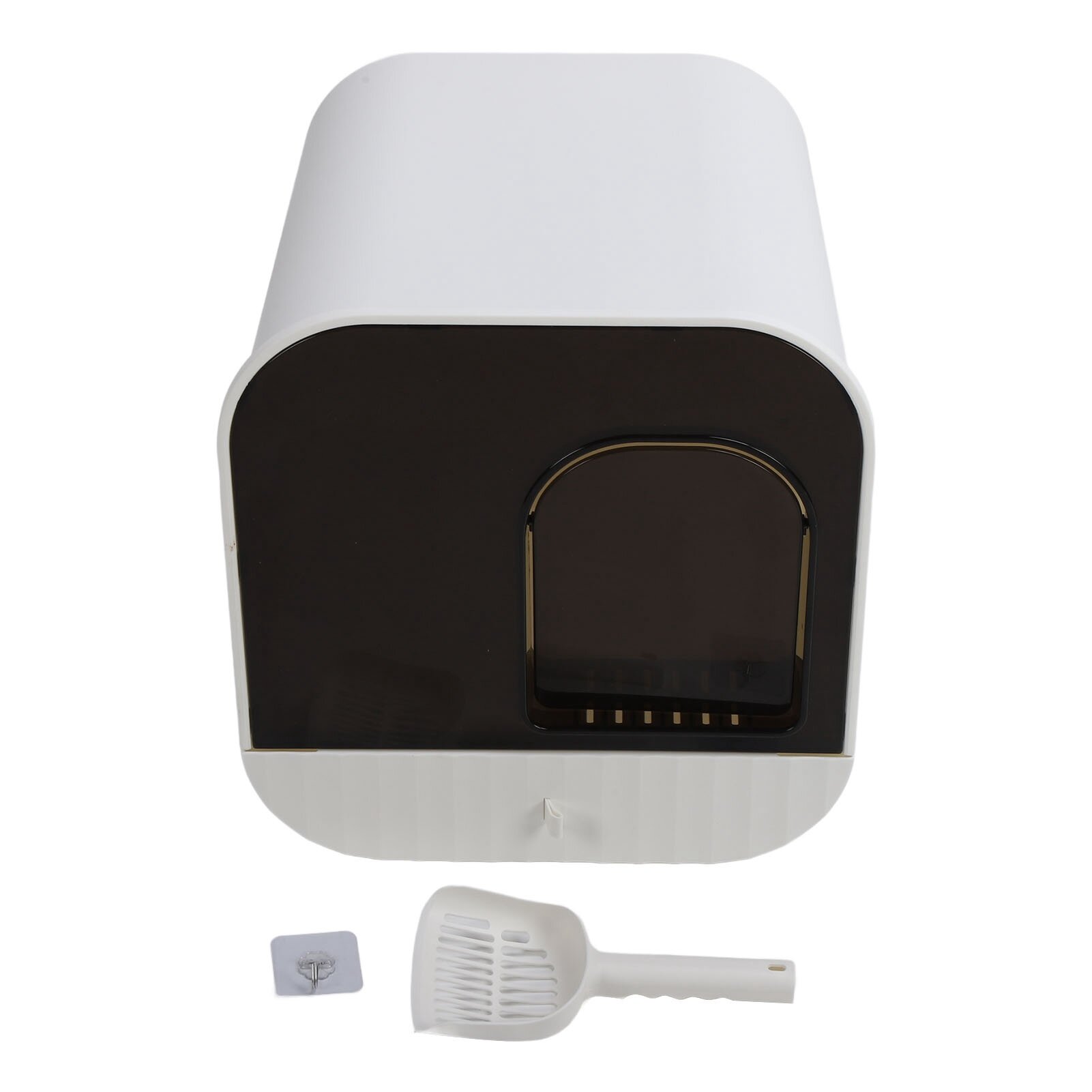 Закрытый кошачий туалет с контролем запаха, большой закрытый лоток для котят, выдвижной туалет с совком, белый.