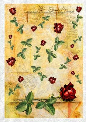 Love2art Бумага рисовая IRP-NP09 32 x 45 см 0033 Письмо с розами для декора и рисования