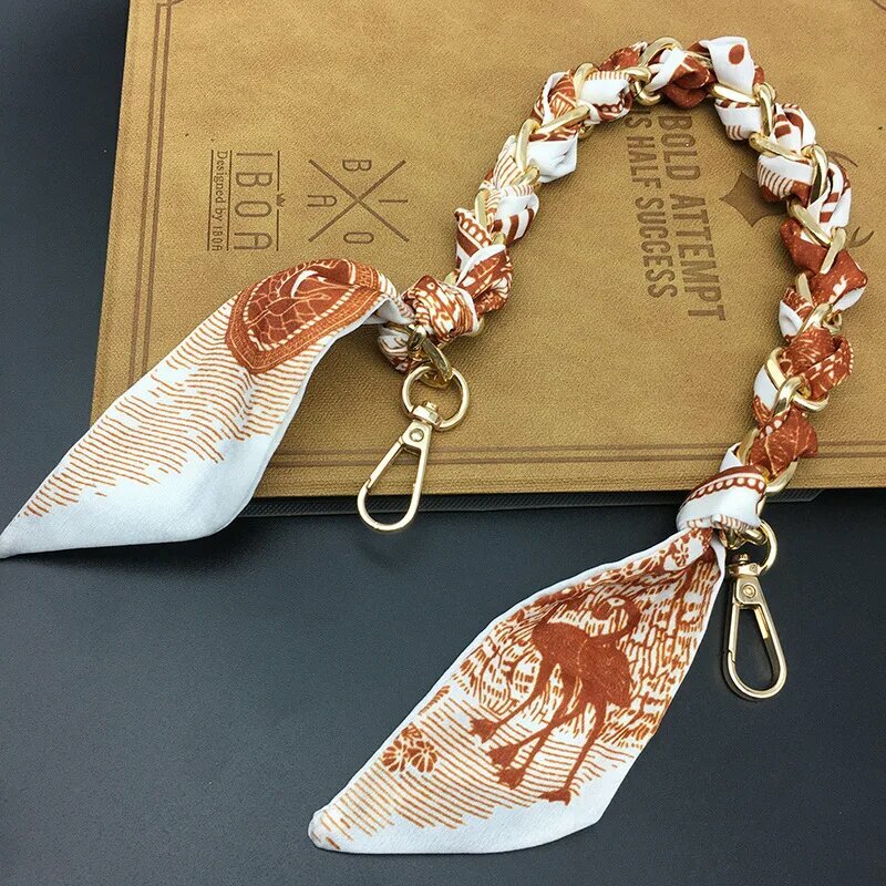 Шелковый шарф, лента, аксессуары для сумок, цепочка, модный шарф, женская сумка, Декор, typle-1