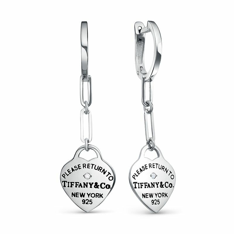 Серьги, серебро, 925 проба, родирование, фианит, эмаль