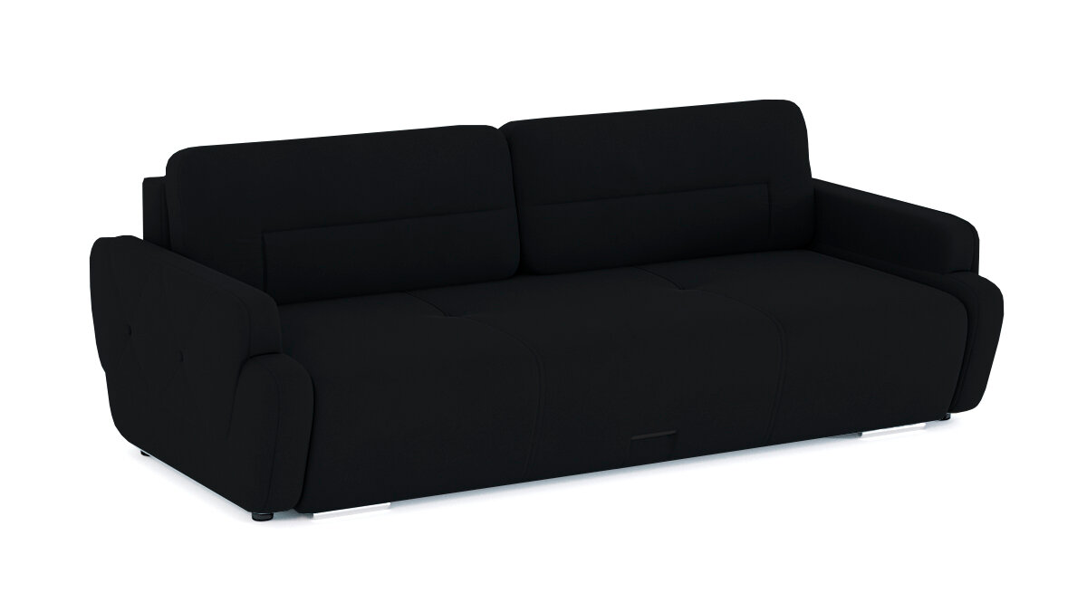 Диван прямой DiHall Джелонг Блэк, велюровая обивка, механизм трансформации пантограф
