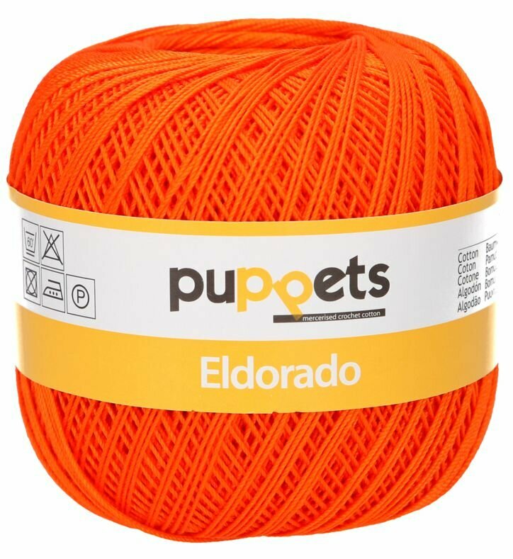 Eldorado /Эльдорадо/ нить кроше (пряжа для вязания крючком) Puppets, MEZ Венгрия, 4574010 (07329, оранжевый)