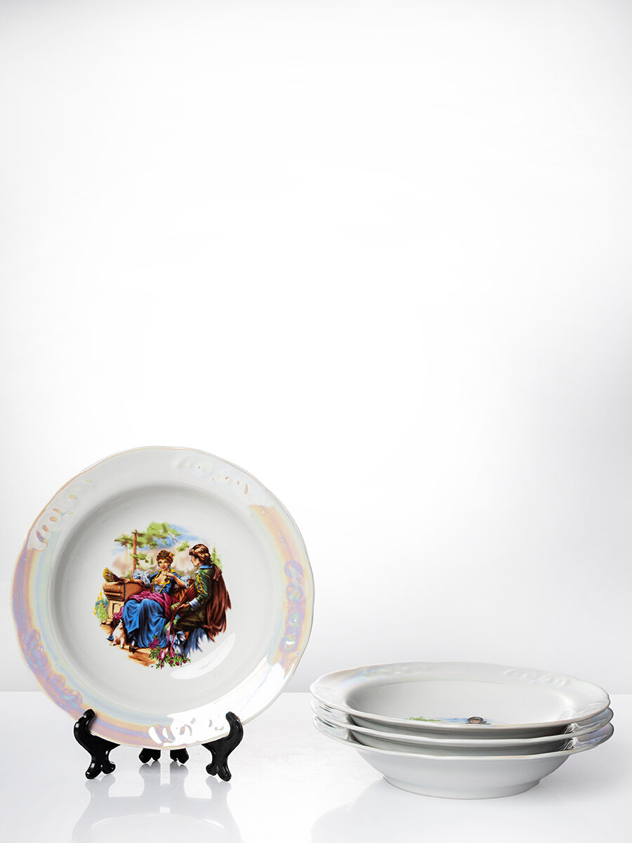 Набор фарфоровых тарелок глубоких 220 мм "Мадонна" ф. Надежда, 4 шт, Добрушский фарфоровый завод