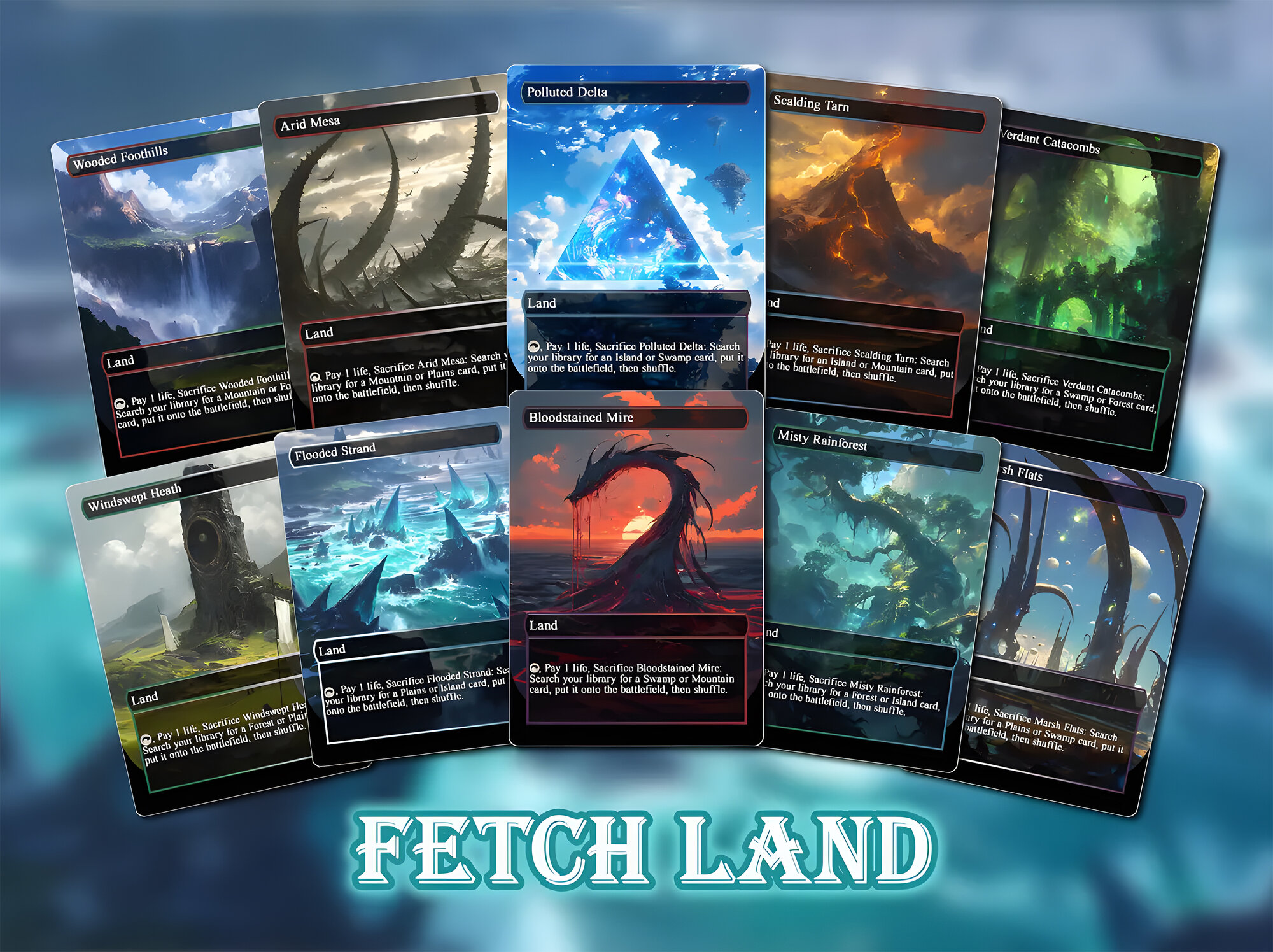 Набор карт "TCG Proxy Fetch Lands", коллекционные, бумага с покрытием, 10 шт