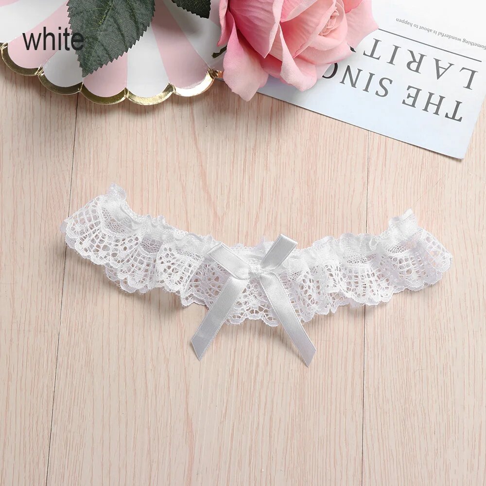 Кружевной пояс для чулок с бантом Белый, 1PC white