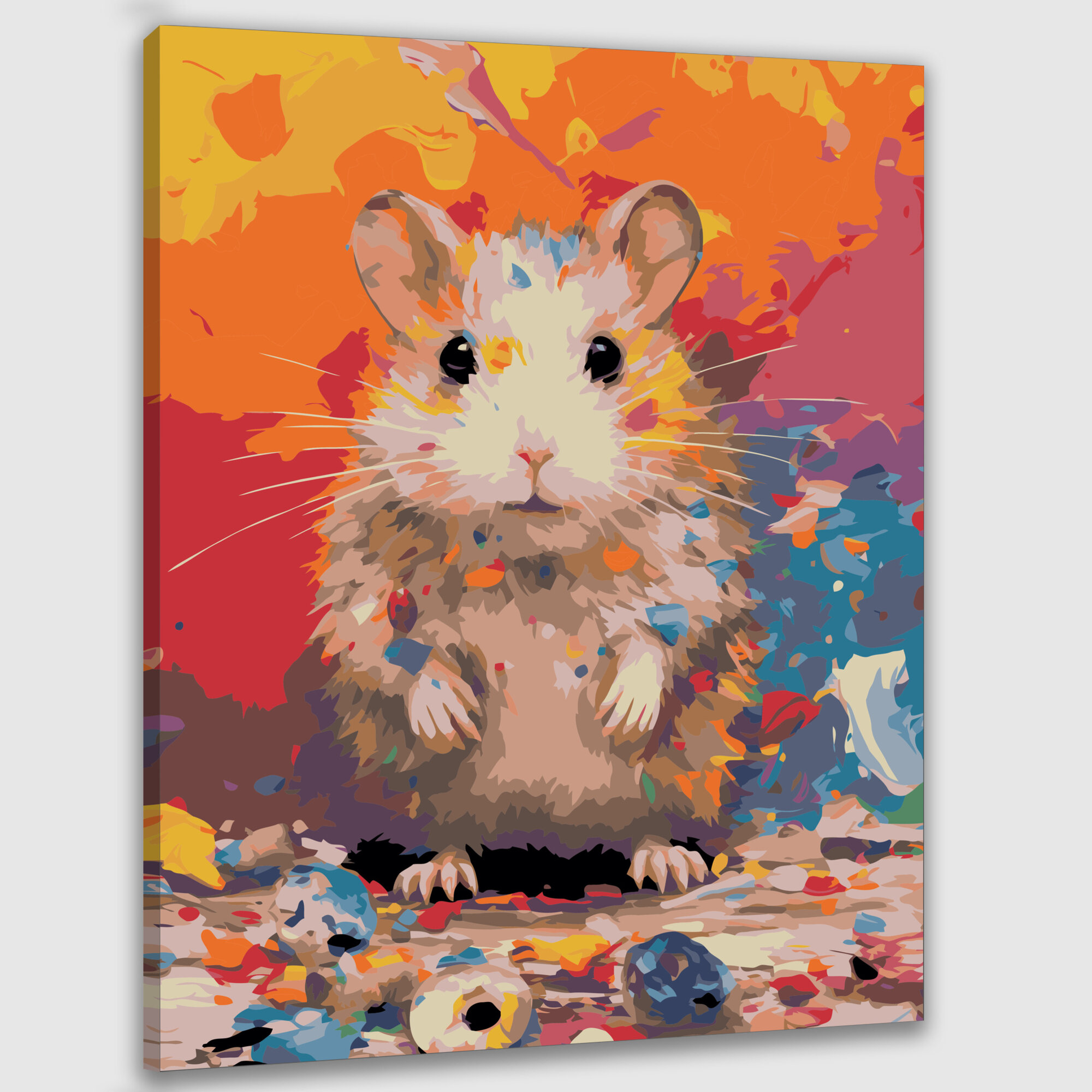 Картина по номерам 40x50 см, хомяк, крупный план, палитра, лапки, краска, любопытство, исследование, оттенки
