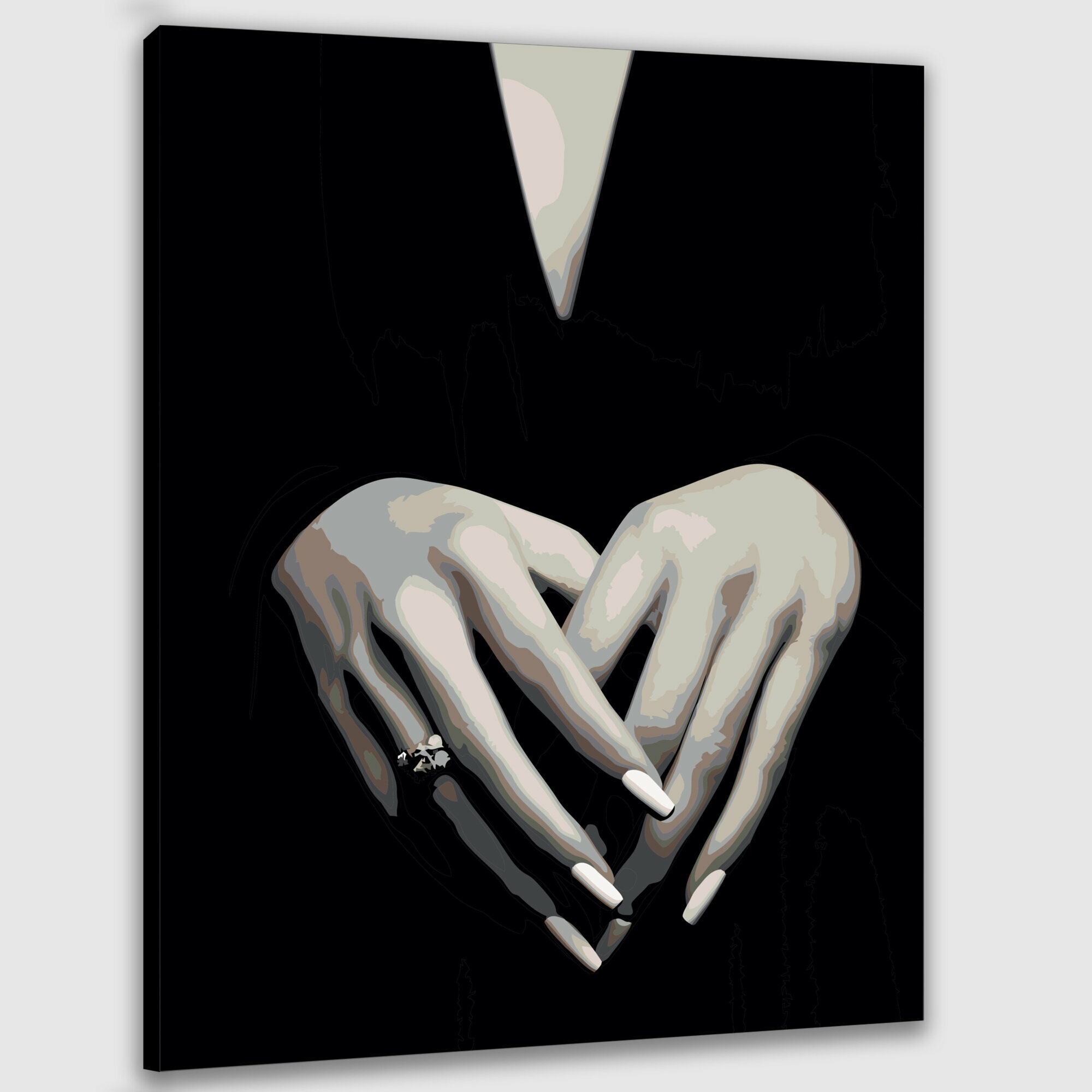 Картина по номерам 40x50 см, черно-белая фотография, руки, стильный человек, маникюр, классические цвета