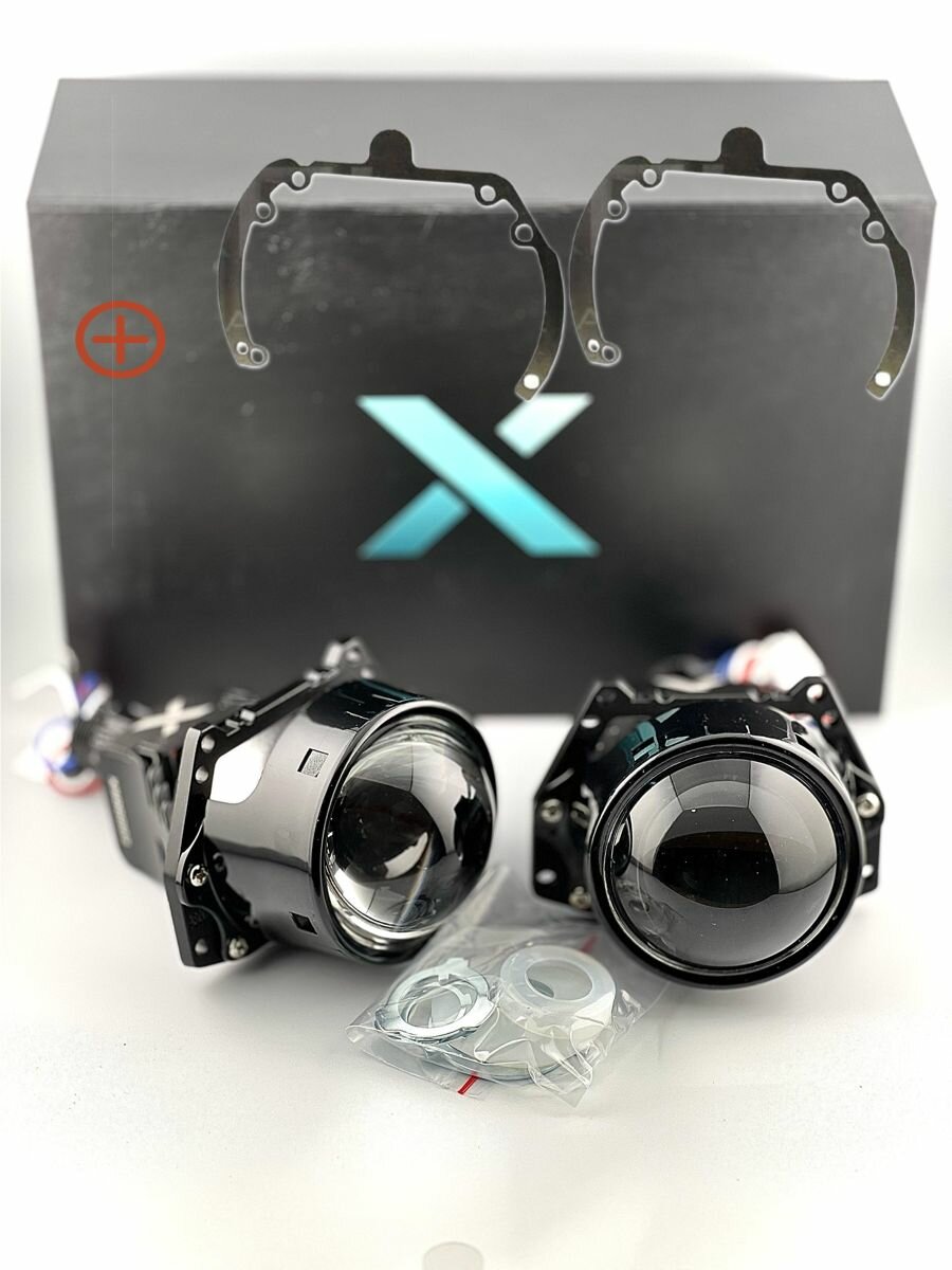 Линзы Bi Led DXL YH3 для Ford Mondeo IV 2006-2014 (линзы + рамки) 3.0 дюйма светодиодные ближнего и дальнего света в автомобильные фары / Би Лед модули на гайку / Hella 3 / комплект 2шт