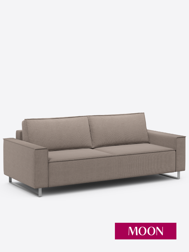 Диван-кровать раскладной пантограф (тик-так) MOON 005, , бежевый, велюр, эксклюзивная пена UniqFoam, 240х114х91 см