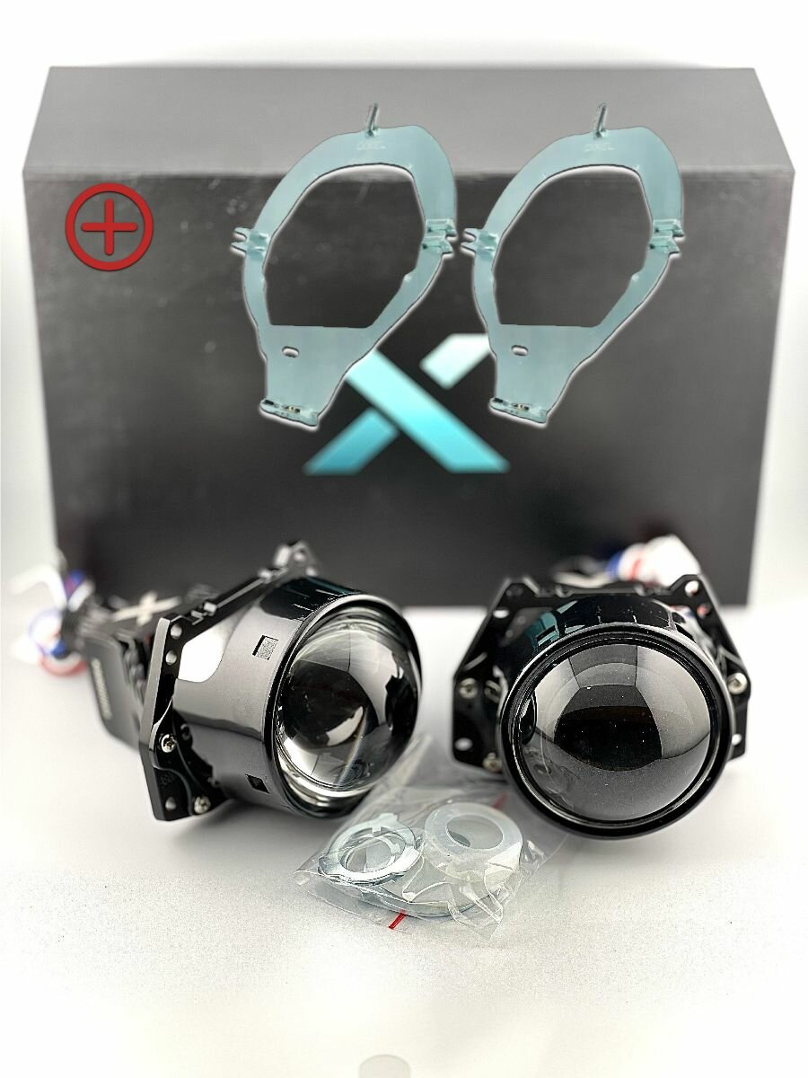 Линзы Bi Led DXL YH3 для Lexus LS 4 2006-2012 (линзы + рамки) 3.0 дюйма светодиодные ближнего и дальнего света в автомобильные фары / Би Лед модули на гайку / Hella 3 / комплект 2шт