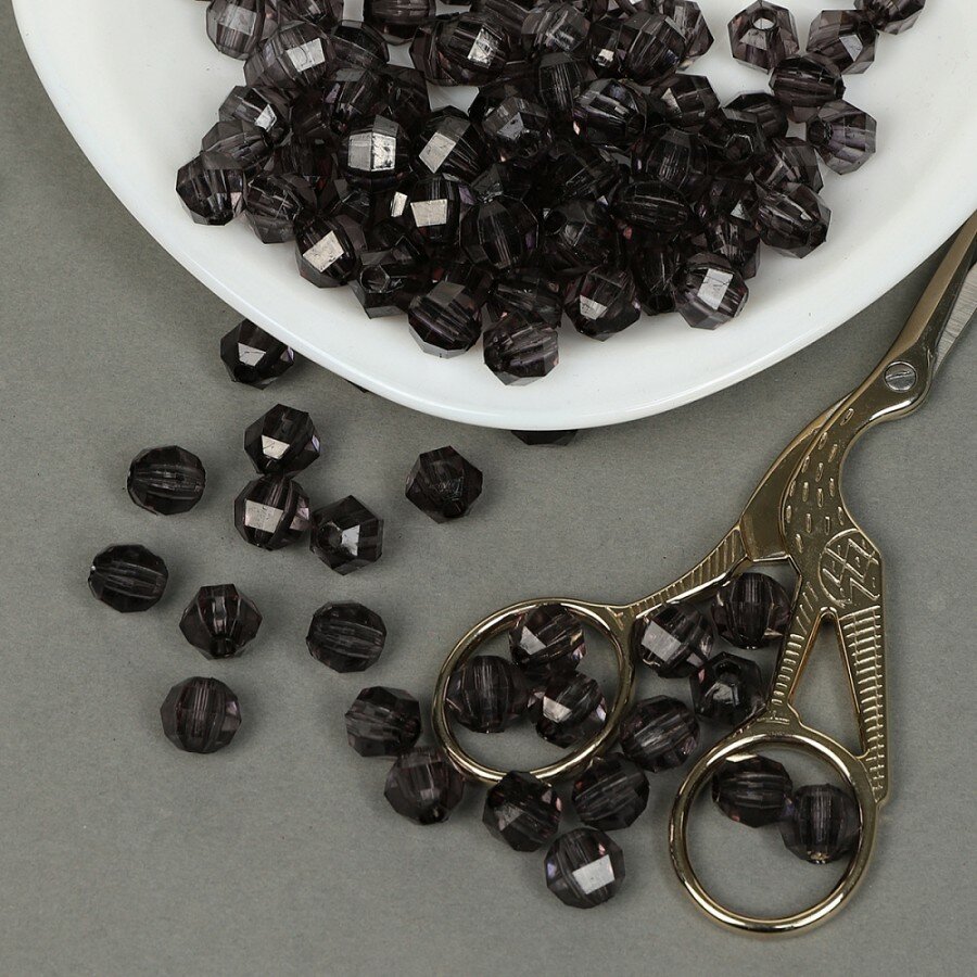 Бусины акриловые MAGIC HOBBY MG.3244-25 цв.25 т. серый Ø10мм уп.50г