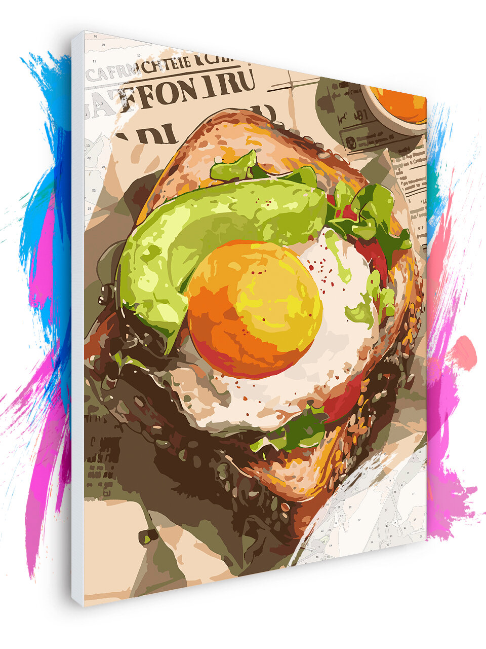 Картина по номерам на холсте Тост с яйцом и авокадо, 40 х 50 см