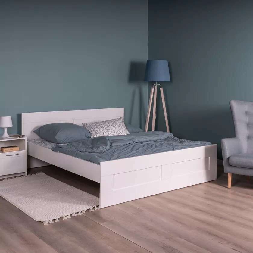 Кровать двуспальная "Сириус" белая, 180 см х 200 см, с ортопедическим основанием