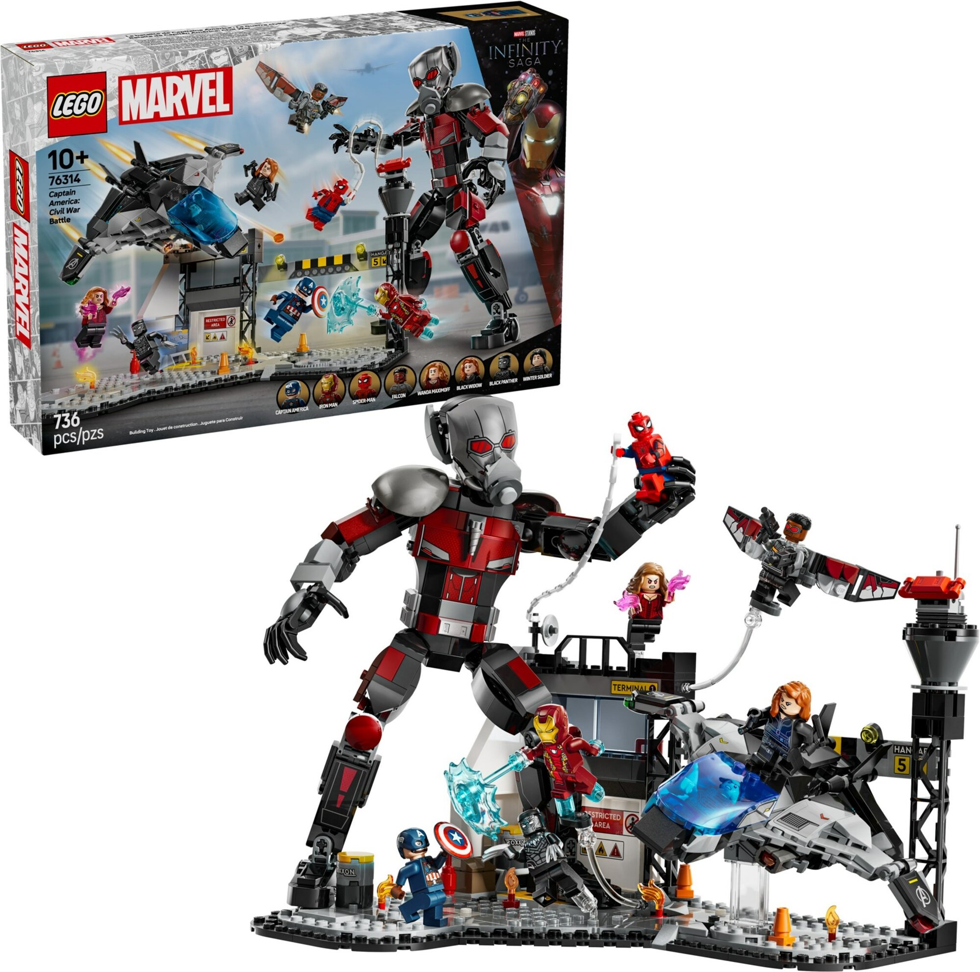 Конструктор LEGO Marvel Super Heroes 76314 Капитан Америка: Противостояние, 736 дет.