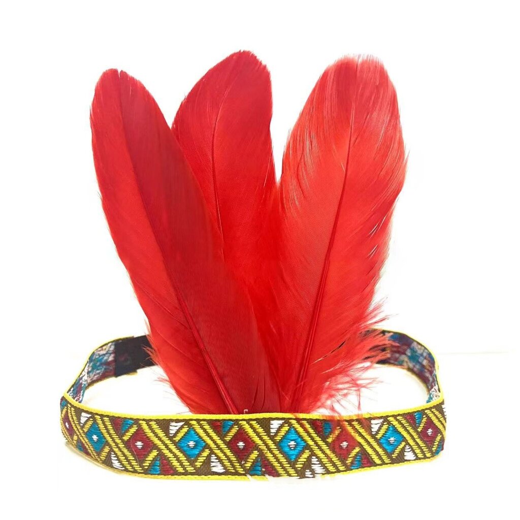 Куриный хвост, индийская повязка на голову, африканский экзотический головной убор-красный