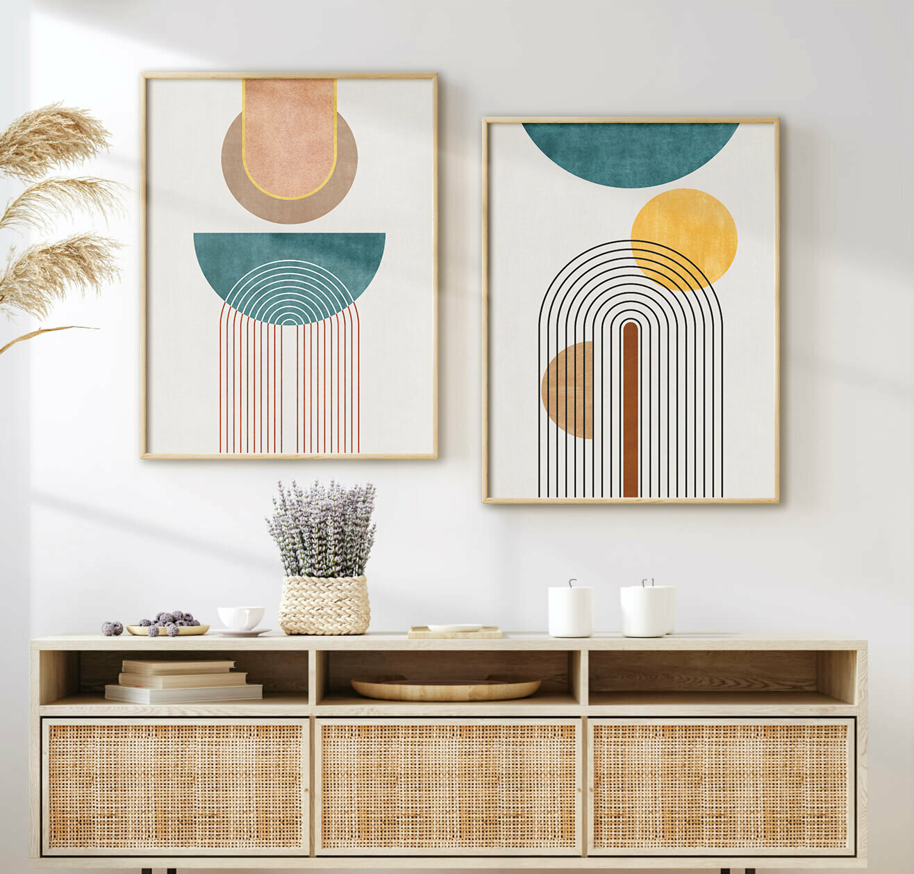 Постер 2 шт 30x40 без рамки "Абстракция в современном стиле" набор картин для интерьера