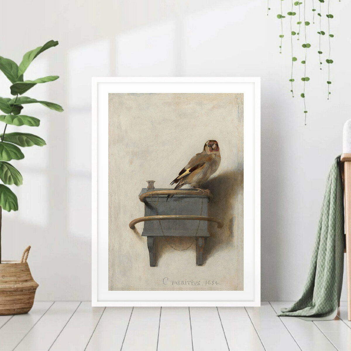 Постер "Щегол Карел Фабрициус" в белой рамке 40x50 см для интерьера на стену