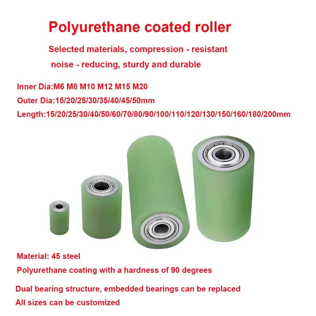 Полиуретановые ролики PU с подшипником M6-M20