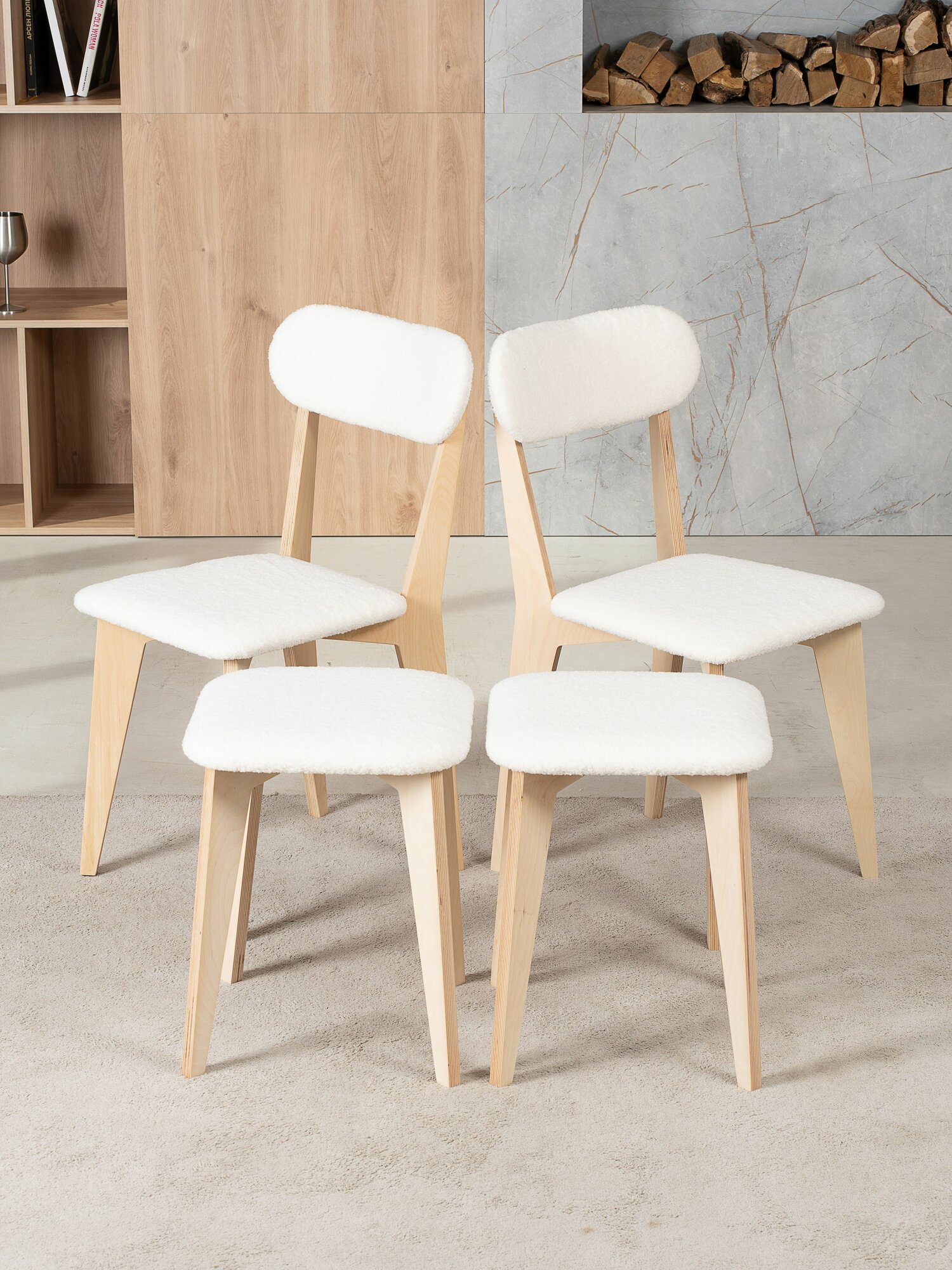 Комплект для кухни 2 стула и 2 табурета, стул со спинкой, табурет мягкий, деревянный, кухонный