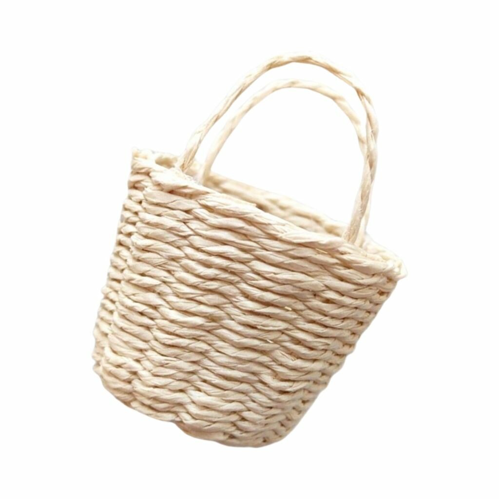 Аксессуары для кукол и игрушек, Миниатюрная корзинка, круглая плетеная корзина, один