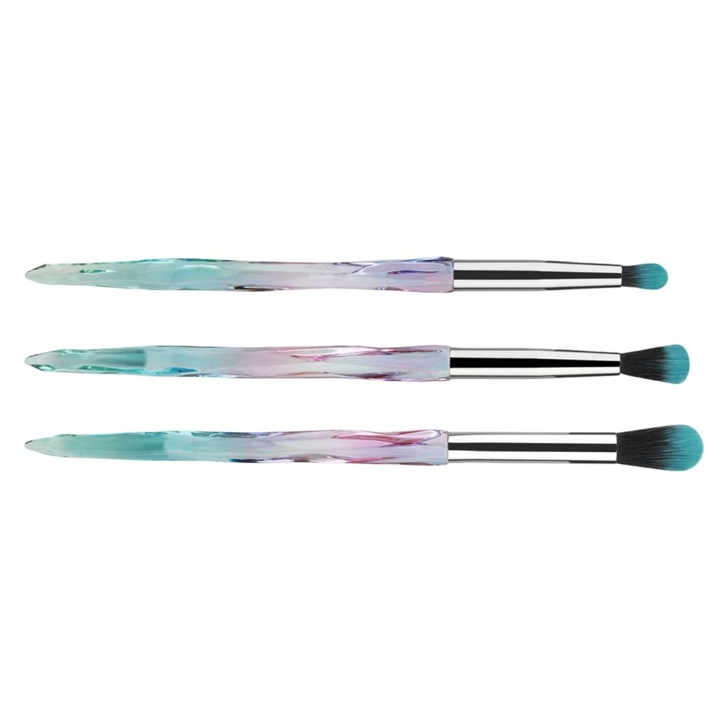 Аксессуары для макияжа, Прозрачные кисти для макияжа - синие, упаковка 3 штуки