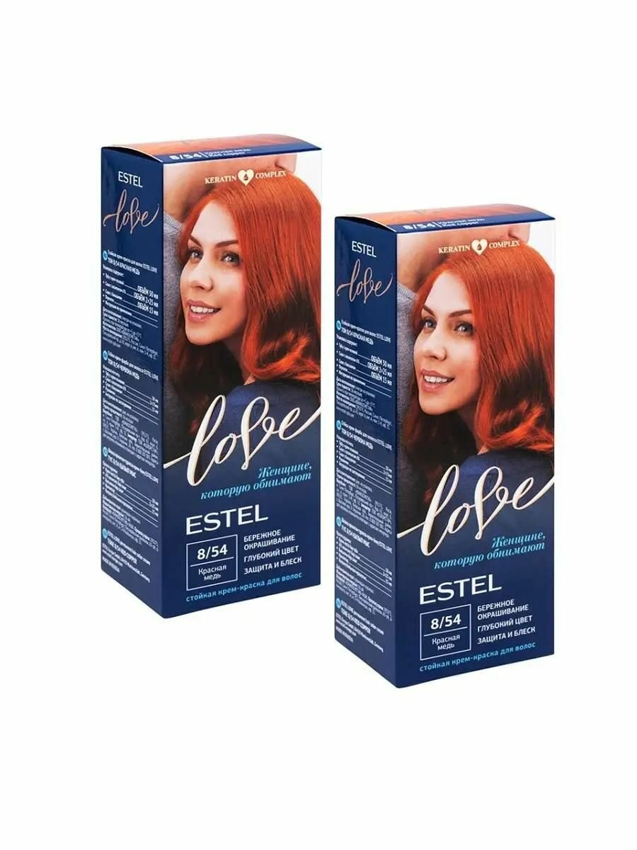ESTEL Стойкая крем-краска LOVE, тон 8/54 Красная медь (набор, 2шт.)