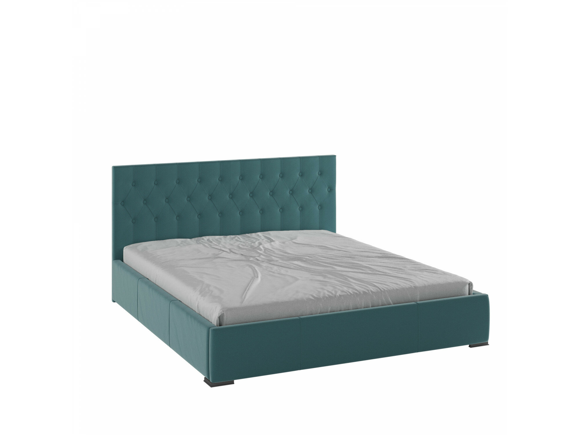 Кровать интерьерная, велюр 180, велюр бирюза ромб, ортопедическое основание