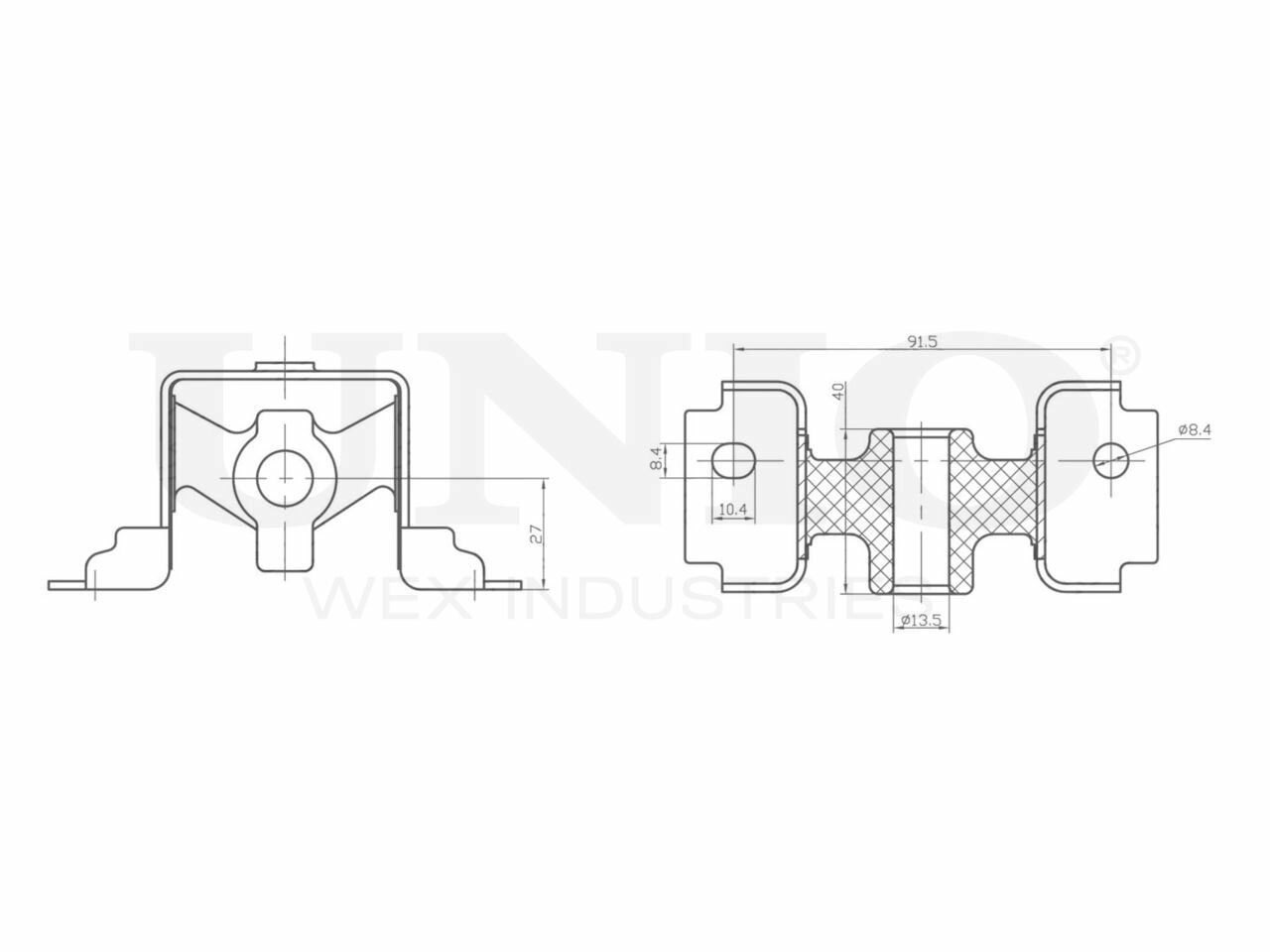 Крепление глушителя, для Ниссан Теана (J31) 03-, Мурано (Z50) 02-, Патфайндер (R51) 05-, Nissan Teana Murano Pathfinder 05-, артикул RMP-12002 производителя UNIO