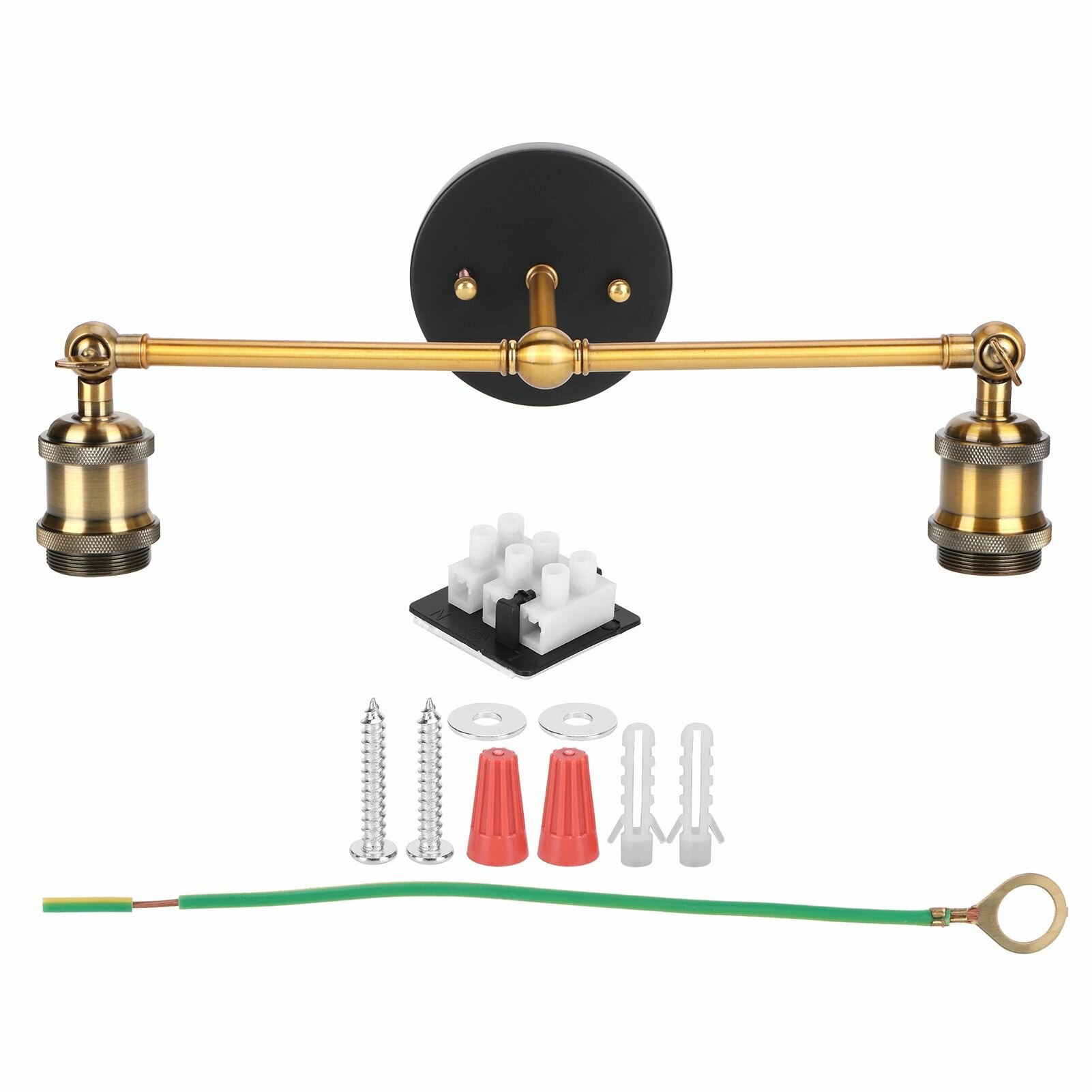 Двухрожковое кованое бра E27 в ретро-стиле, 85-265В