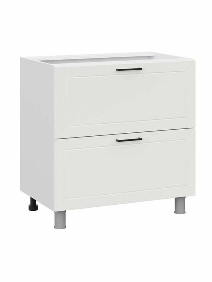 Кухонный модуль напольный, стол Сектор с ящиками, с доводчиками, 80х50.6х82.4 см, Белый / Бланж