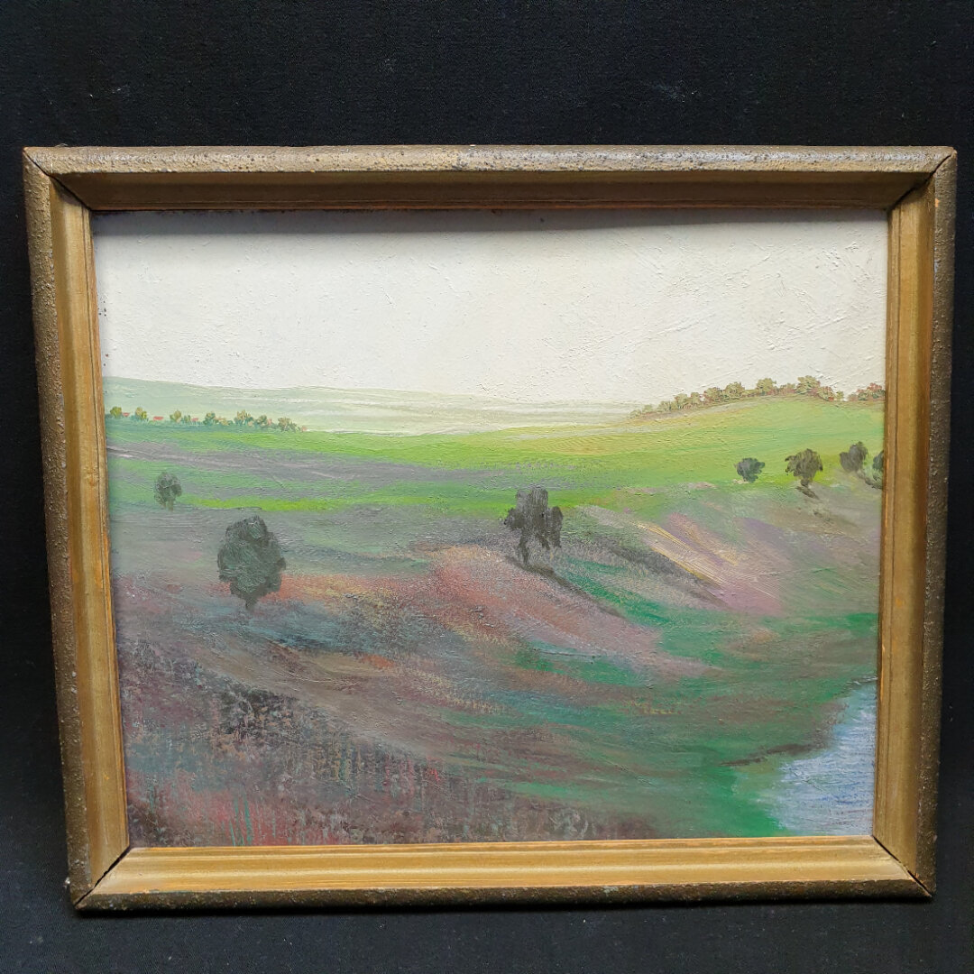 Картина "На Оптухе", масло, ДВП, деревянная рама