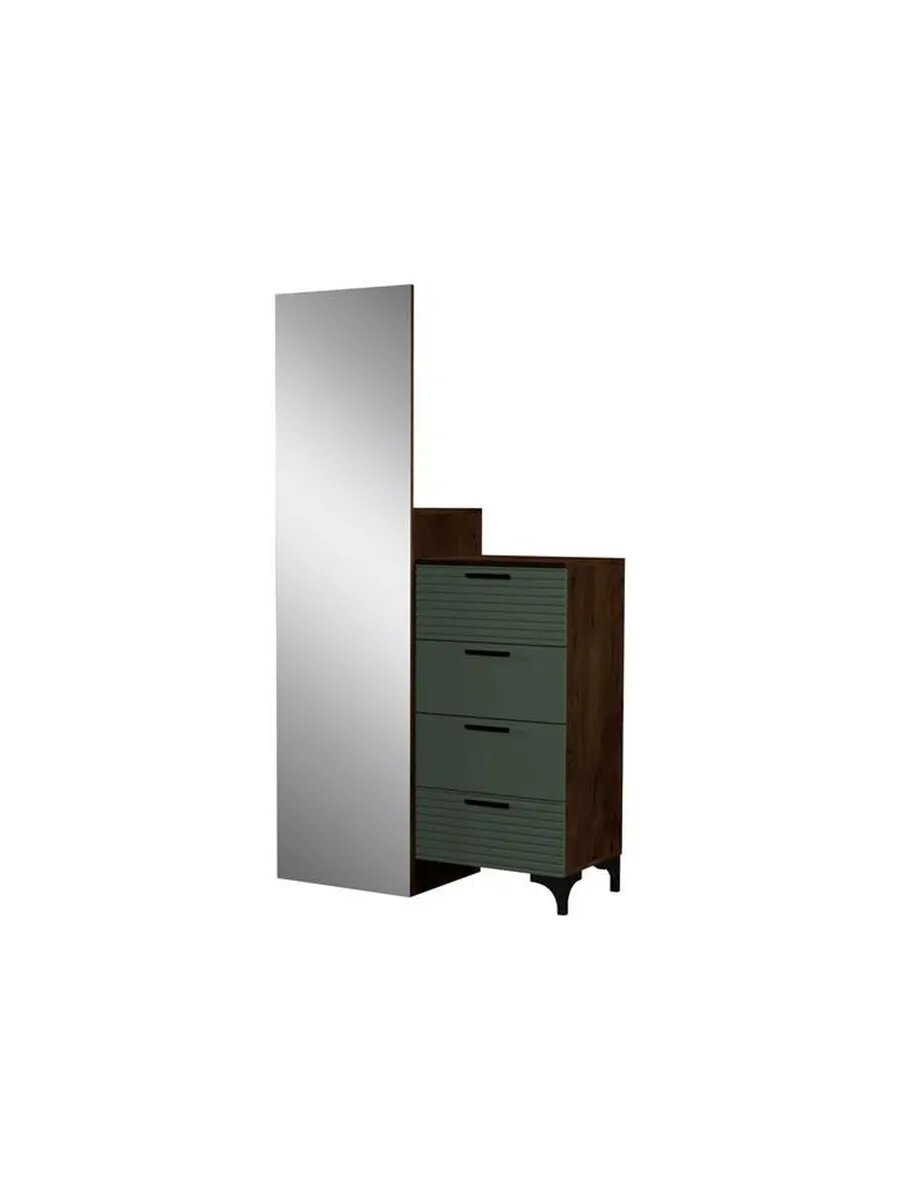 Комод для одежды Бергамо с зеркалом, с полкой, с ящиками, со штангой, 102.4х45.3х185.7 см, Таксус / Оливковый