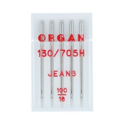Иглы для швейной машины ORGAN для джинсы, 5 шт, в пенале, №100