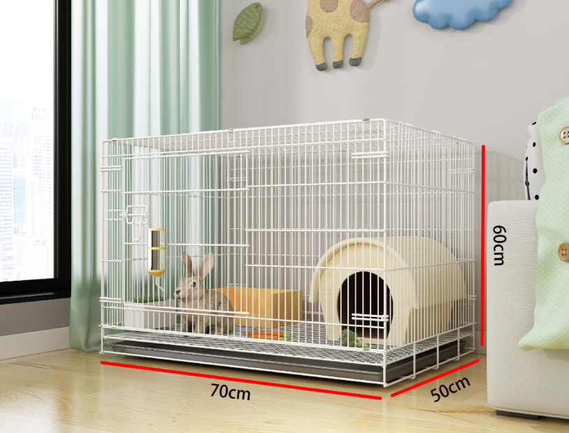 Клетка для кроликов белая【70*50*60 】 Однослойная роскошная модель, складывающаяся для домашнего интерьера