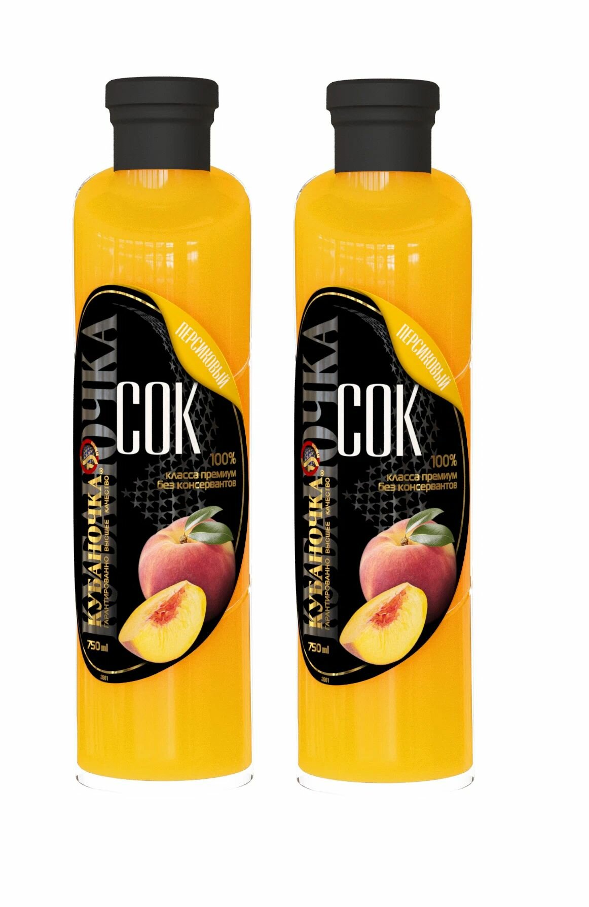 Кубаночка Сок Персиковый с мякотью Без Сахара 750мл(Набор из 2шт)