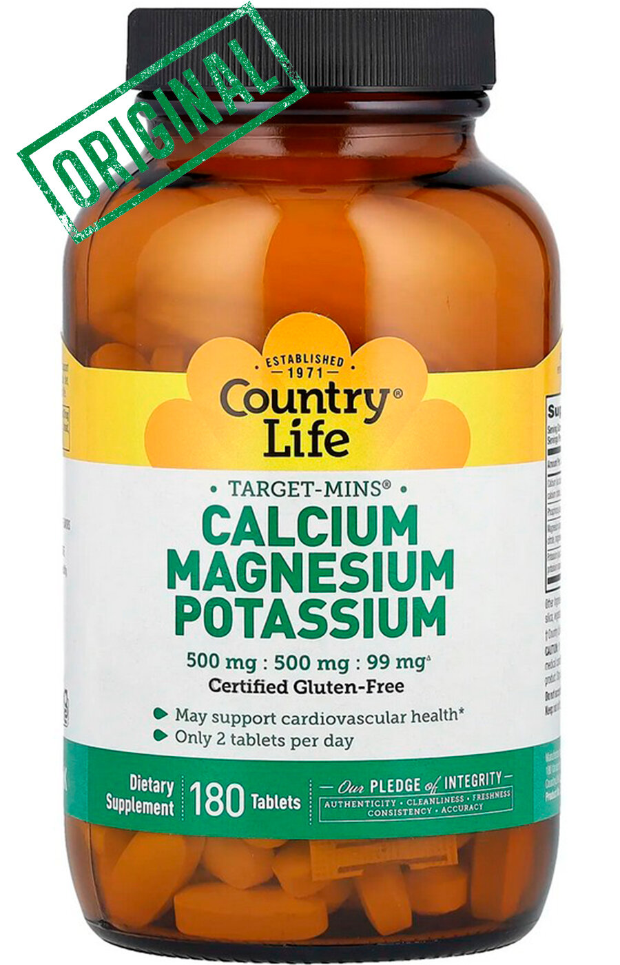Country Life, Target-Mins, кальций, магний и калий, 180 таблеток