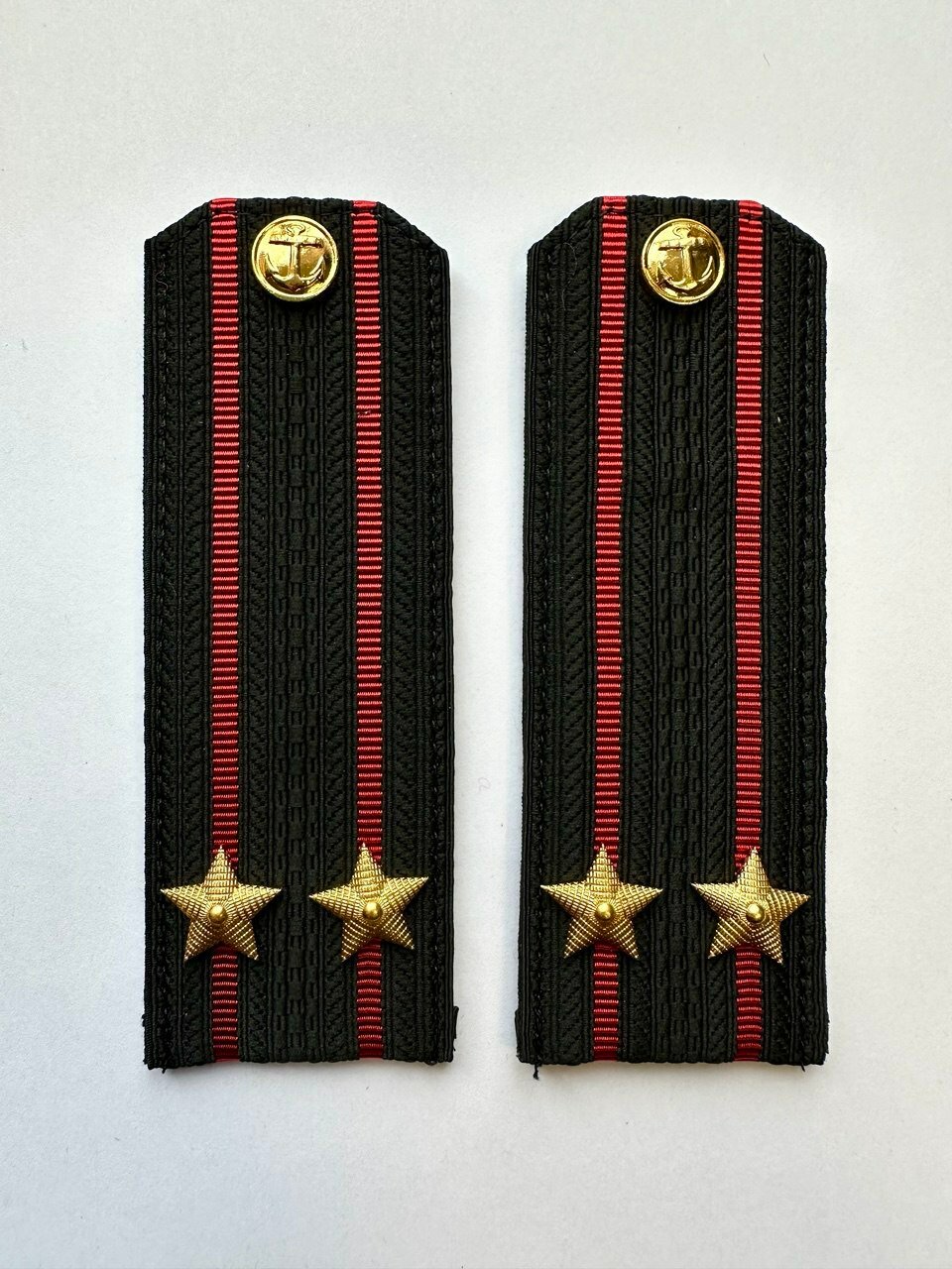 Погоны Морской пехоты повседневные Капитан 2 ранга картон цвет черный с красными просветами