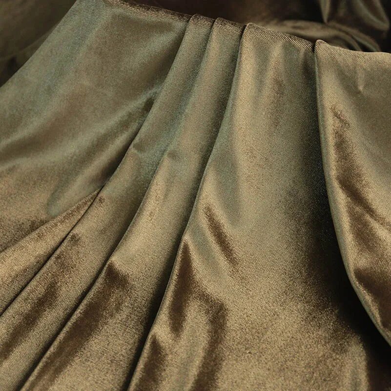 Бархатная велюрная ткань золотистого цвета от fabcdiy Army Green 16