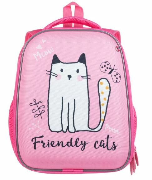 Ранец Комус Класс Light Friendly cats, розовый, с двумя отделениями