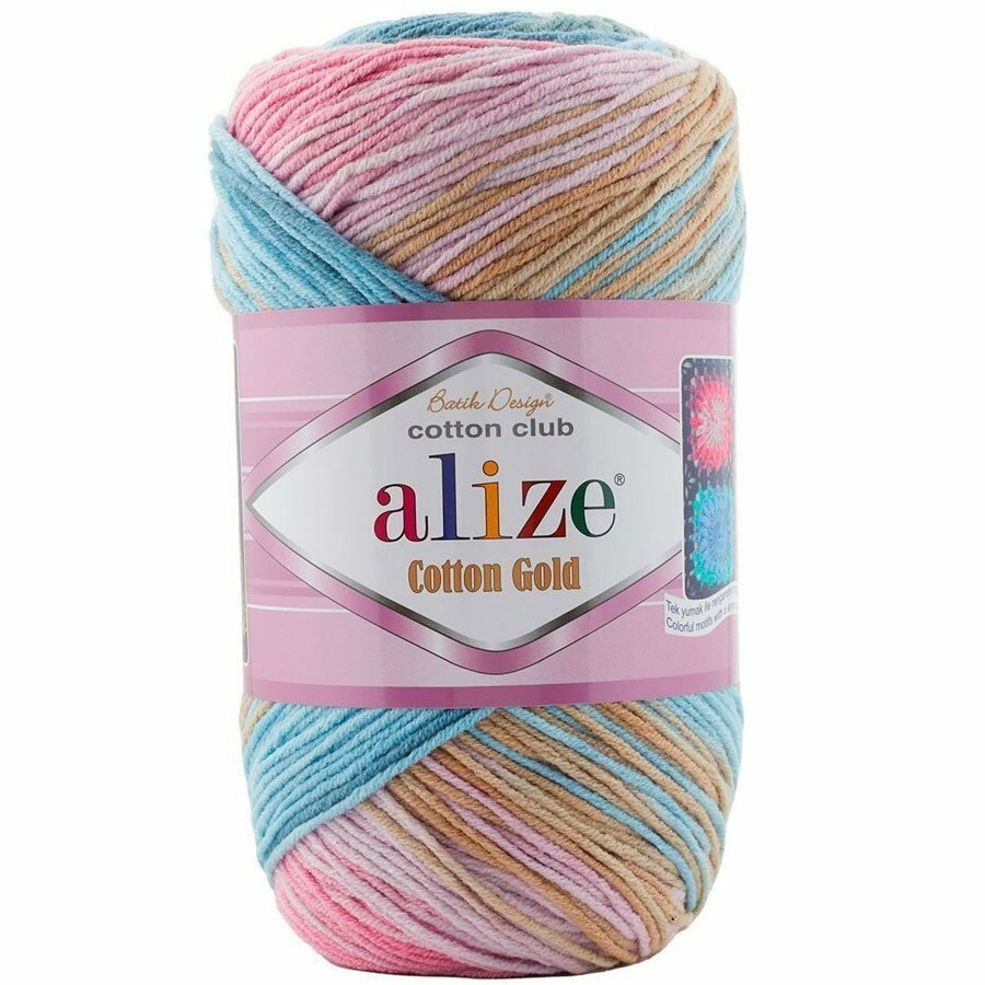 Пряжа Alize COTTON GOLD BATIK 2970 роз/гол/беж (5 мотков)